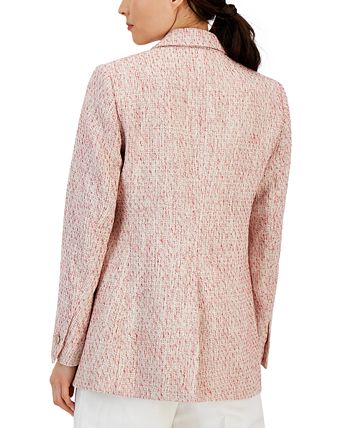 Anne Klein Women's Tweed One-Button Notched-Collar Jacket - Macy's