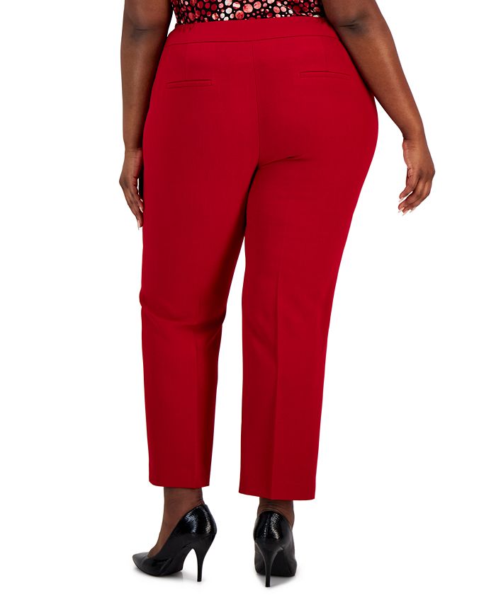 Kasper Plus Size Stretch Crepe Mid-Rise Ankle Pants - Macy's