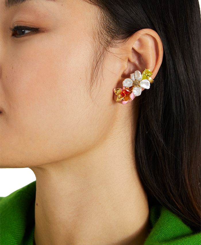 kate spade new york Gold-Tone Freshwater Pearl (8-9mm) Ear Pins - Macy's