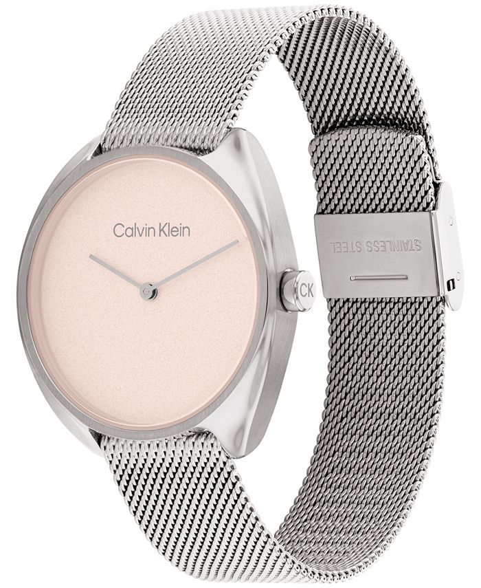 Calvin Klein Women's Silver-Tone Stainless Steel Mesh Bracelet Watch ...