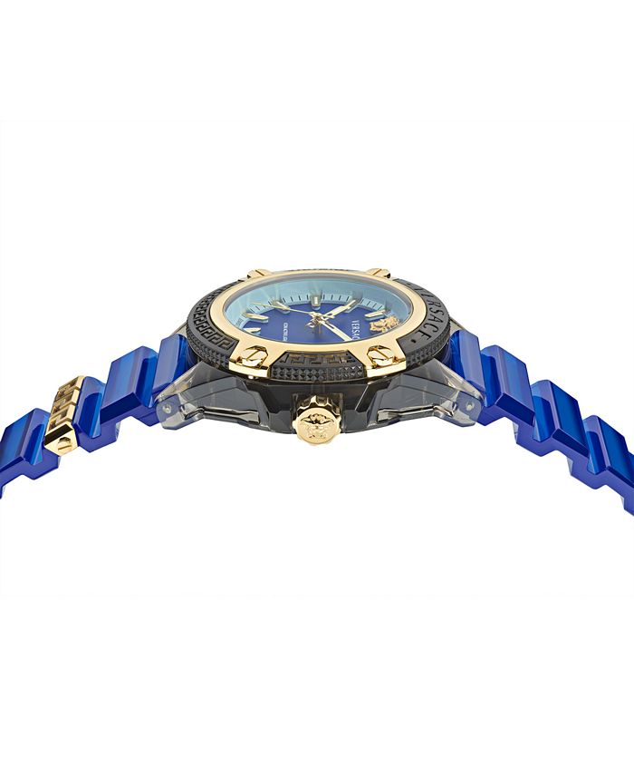 Versace Men's Swiss Icon Active Blue Silicone Strap Watch 42mm - Macy's
