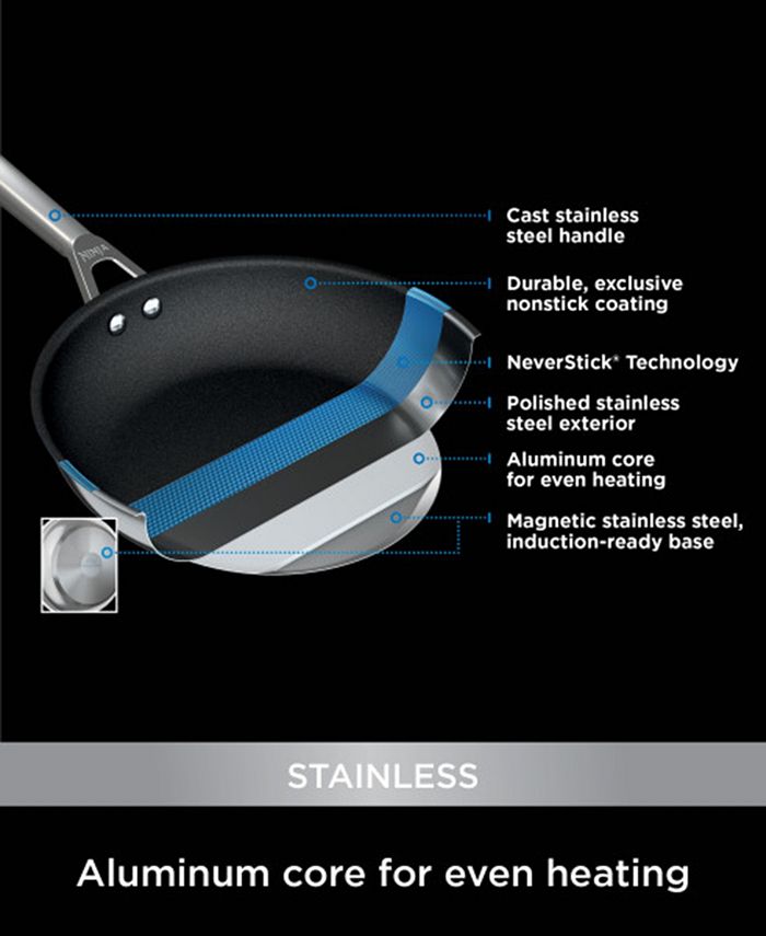 Ninja Stainless Steel 3 Piece Foodi NeverStick Stainless Bundle Fry Pan ...