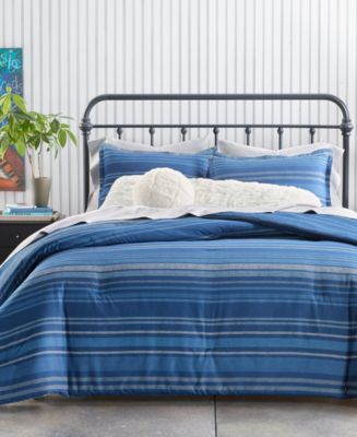 Home Design Chambray Stripe 3-Pc. Comforter Set, Full/Queen, Created ...