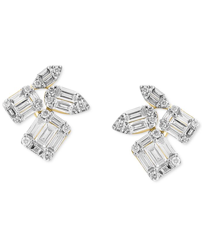 EFFY Collection EFFY® Diamond Cluster Stud Earrings (1-1/20 ct. t.w.) in 14k Gold - Macy's