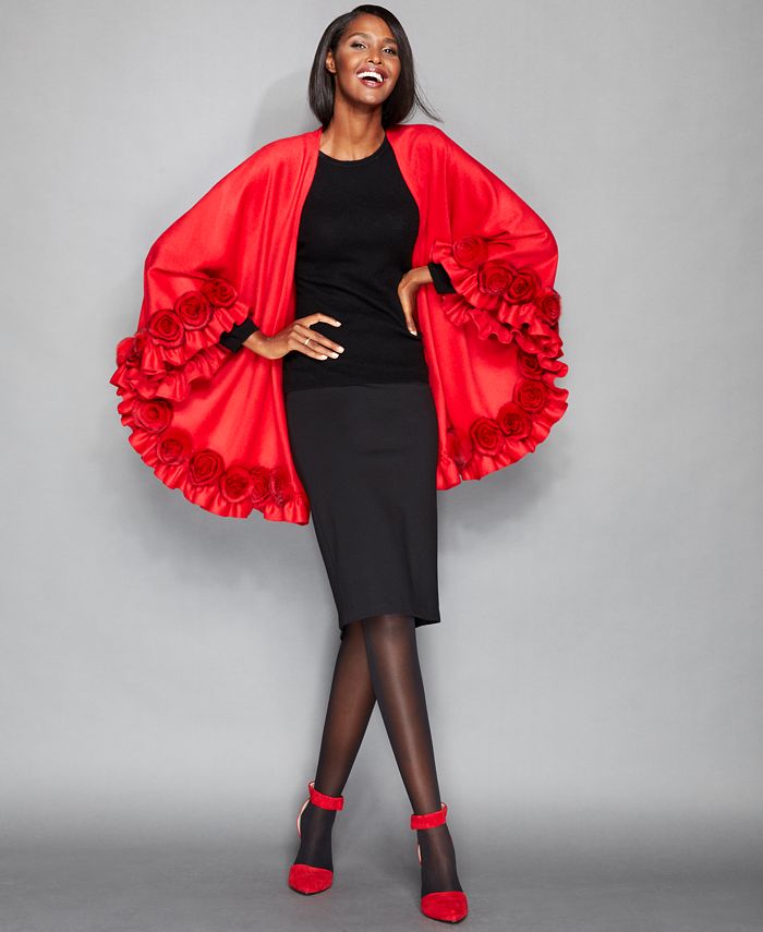 The Fur Vault Rabbit-Fur-Trim Cashmere Cape - Macy's