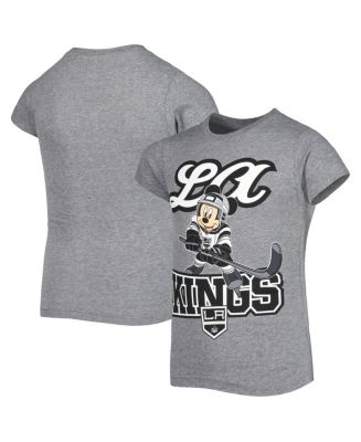 Youth Girls Heather Gray Los Angeles Kings Mickey Mouse Go Team Go T ...