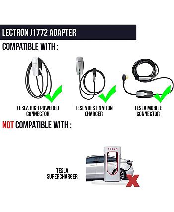 Lectron - Tesla to J1772 Adapter, Max 40A & 250V - Compatible with ...