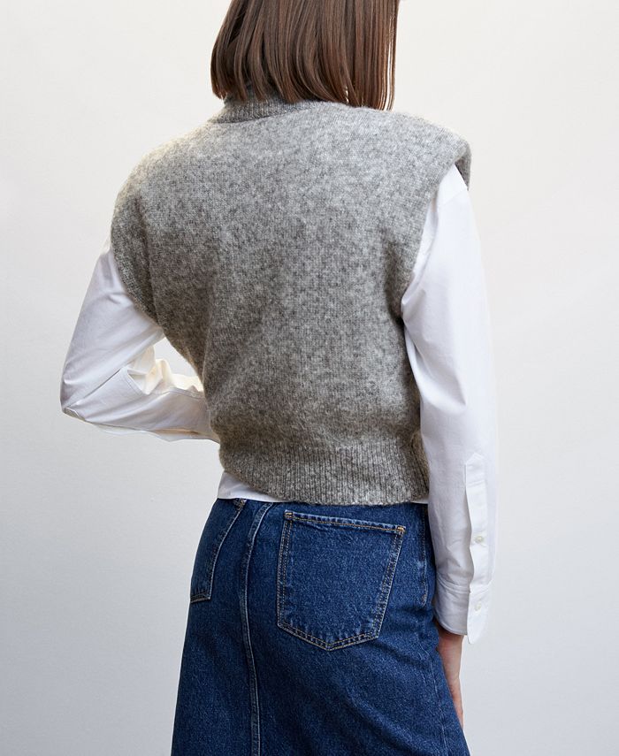 MANGO Women's Knitted Shoulder Pads Vest - Macy's