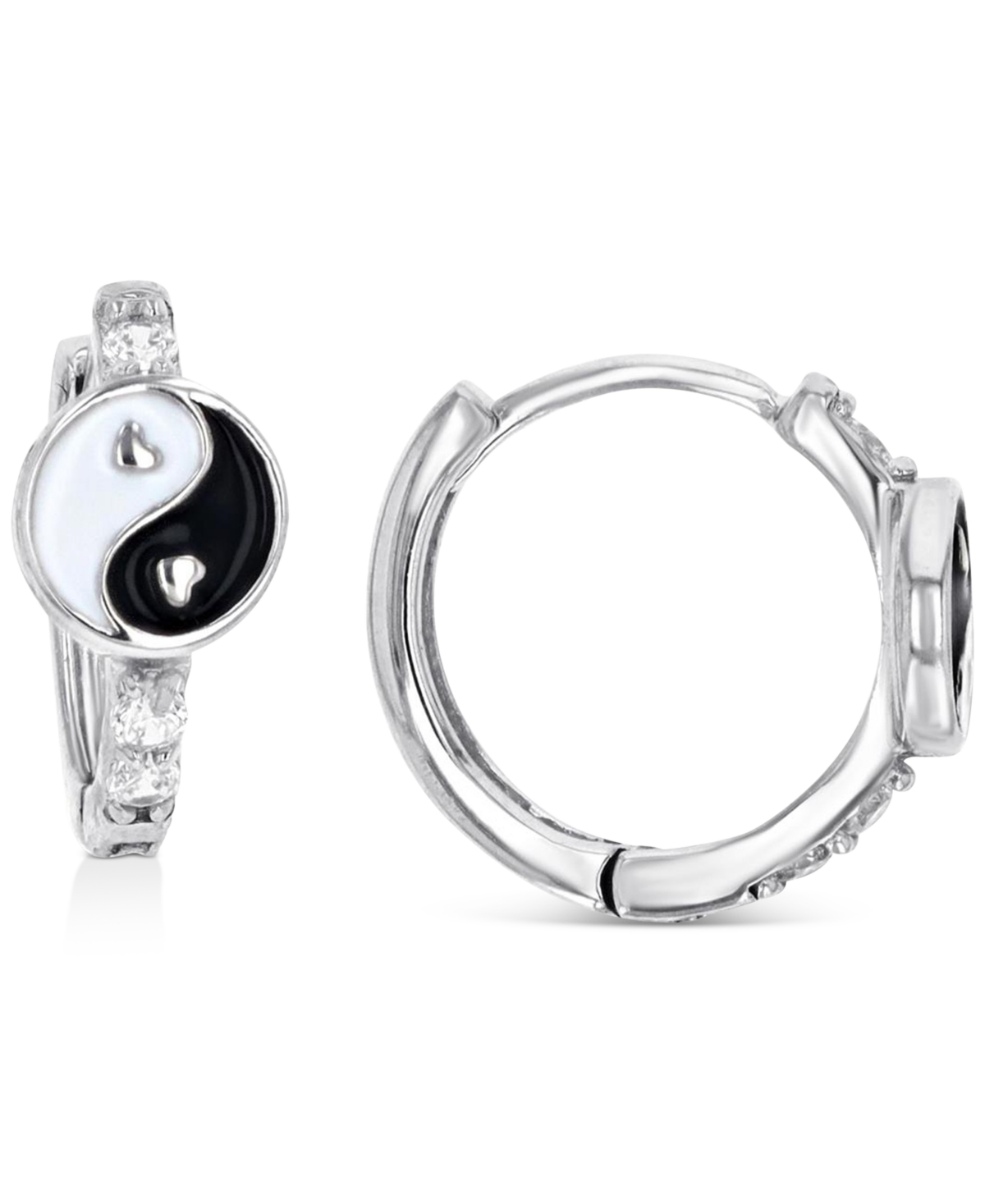 Click here for Cubic Zirconia & Enamel Yin Yang Small Hoop Earrin... prices