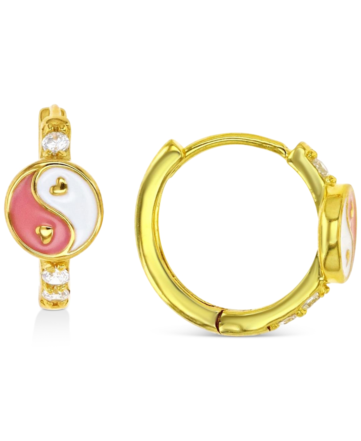 Click here for Cubic Zirconia & Enamel Yin Yang Small Hoop Earrin... prices