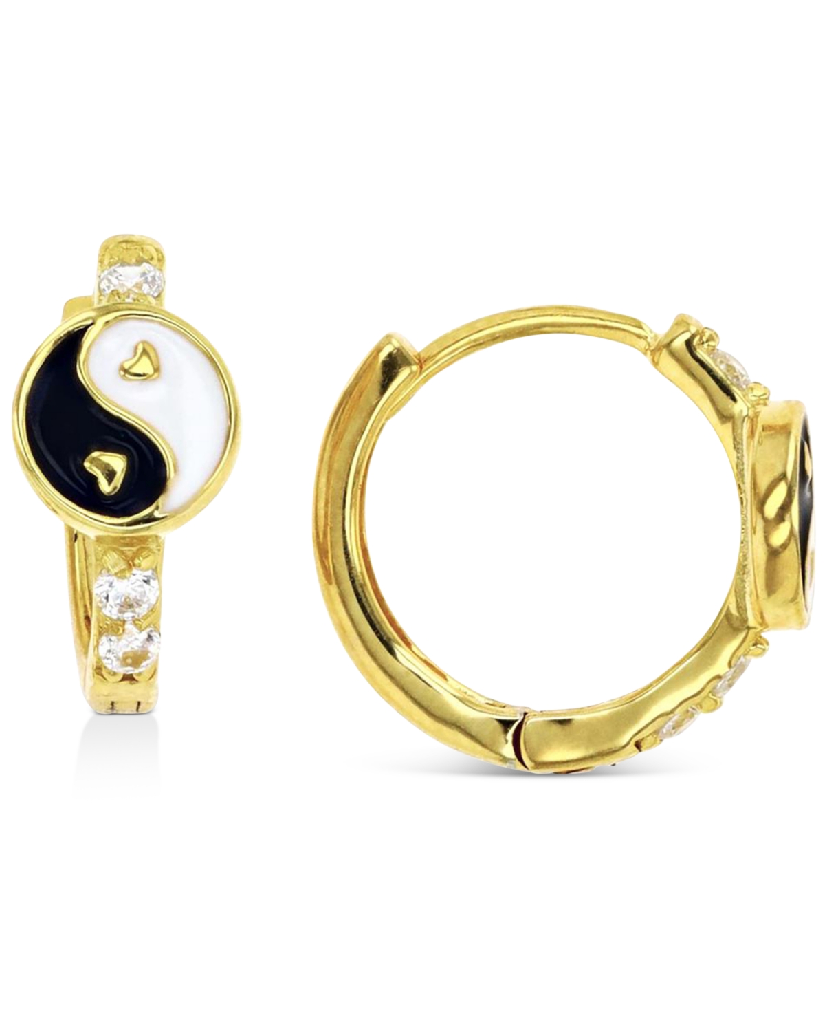 Click here for Cubic Zirconia & Enamel Yin Yang Small Hoop Earrin... prices