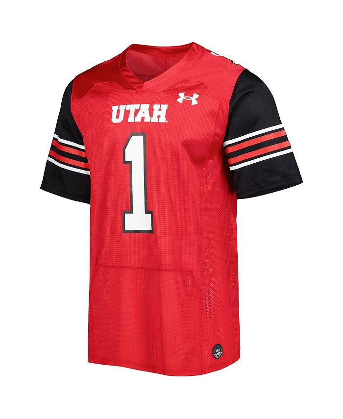 Under Armour Men's #1 Red Utah Utes Team Wordmark Replica Football ...