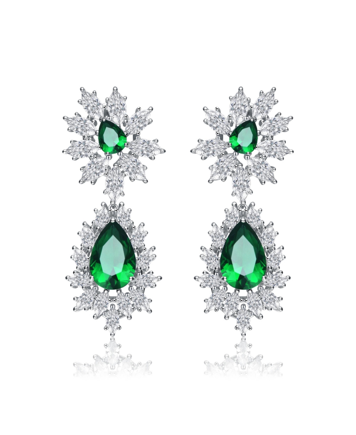Click here for Sterling Silver White Gold Plated with Clear  Gree... prices