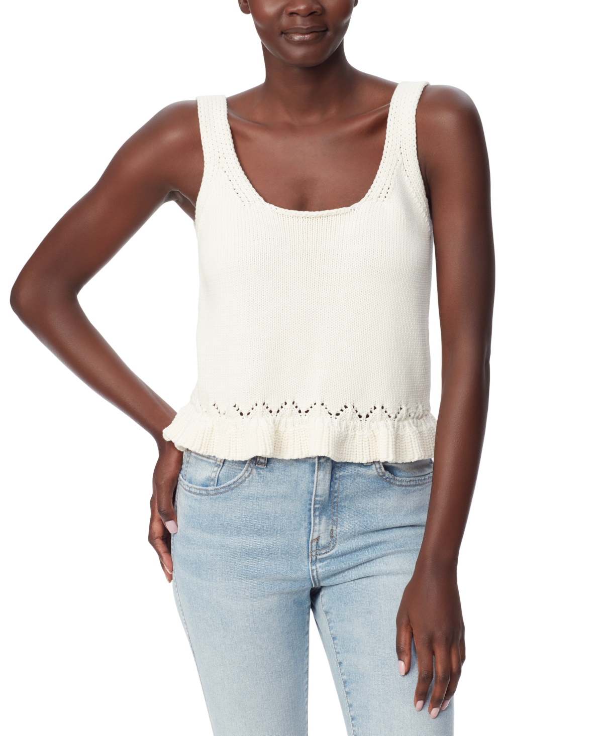 Sam Edelman Women's Inez Square-neck Pointelle Tank Top In Irish Cream ...
