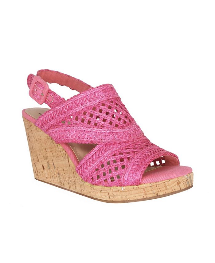 Impo Women's Teangi Raffia Slingback Platform Wedge Sandals - Macy's