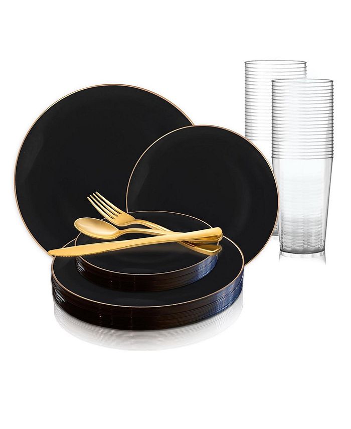 Smarty Had A Party Black with Gold Rim Organic Round Disposable Plastic ...