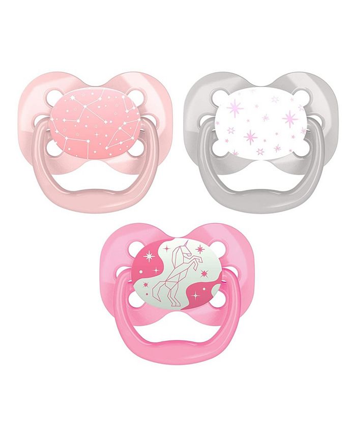 Dr. Browns Advantage Symmetrical Pacifier, Pink, Glow-in-the-Dark, 3 ...