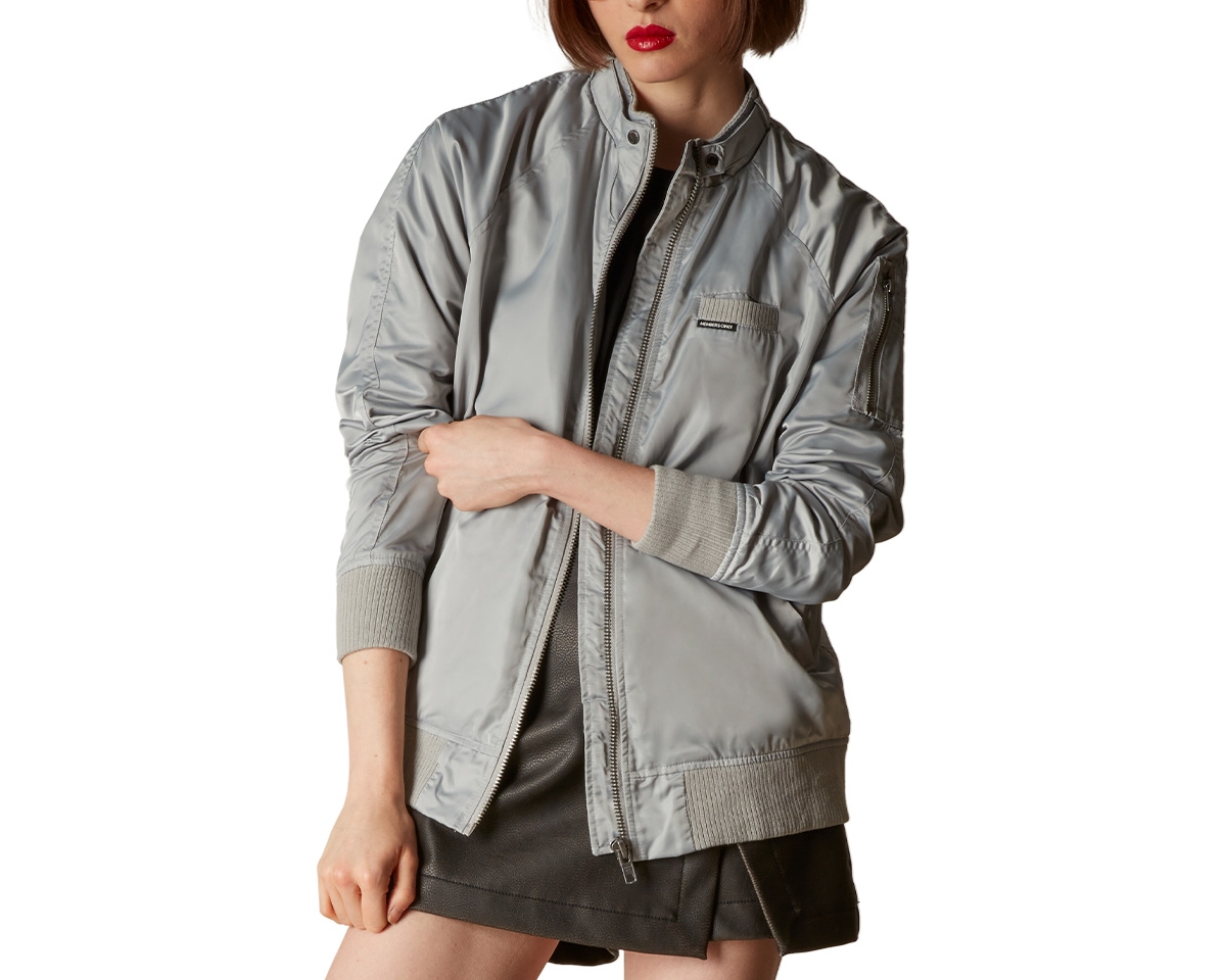 Click here for Womens Satin Bomber Jacket - Silver prices