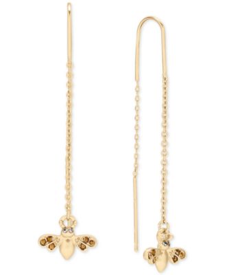 Lucky Brand Gold-Tone Bee Glass Bead Threader Earrings - Macy's