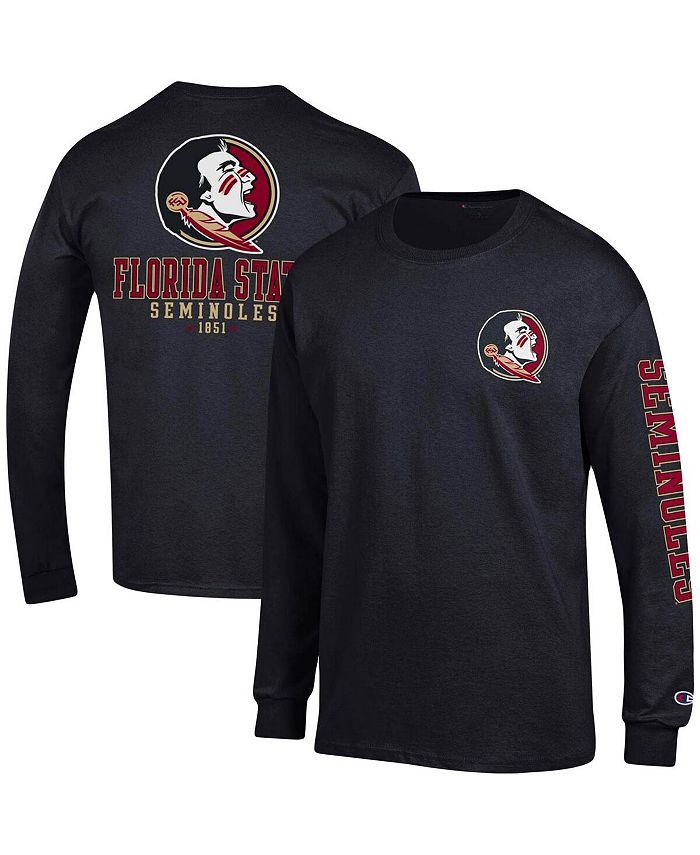 Champion Men's Black Florida State Seminoles Team Stack Long Sleeve T ...