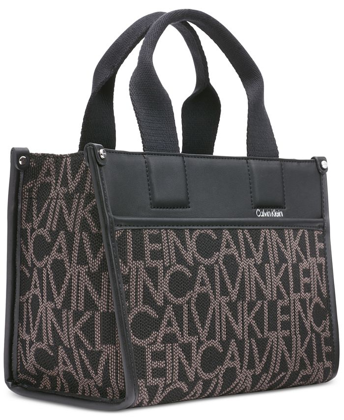 Calvin Klein Elements Jacquard Signature Top Zipper Convertible Satchel ...