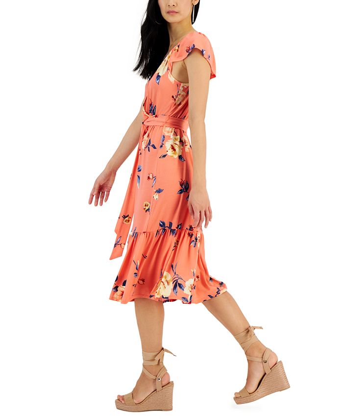 JPR Studio Women's Surplice Flutter-Sleeve Tiered Midi Dress - Macy's