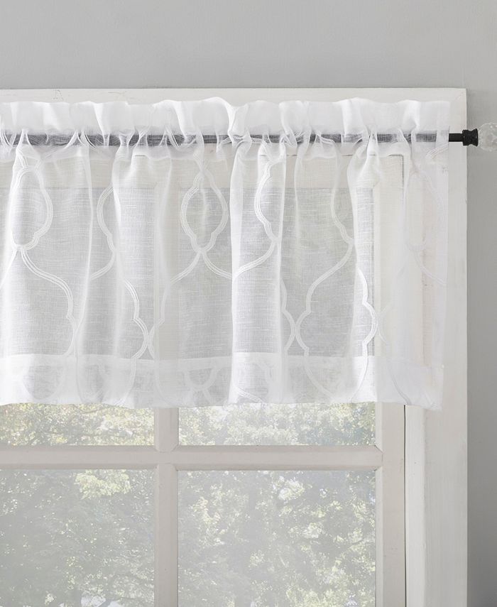 No. 918 Allerton Embroidered Trellis Rod Pocket Kitchen Single Curtain ...