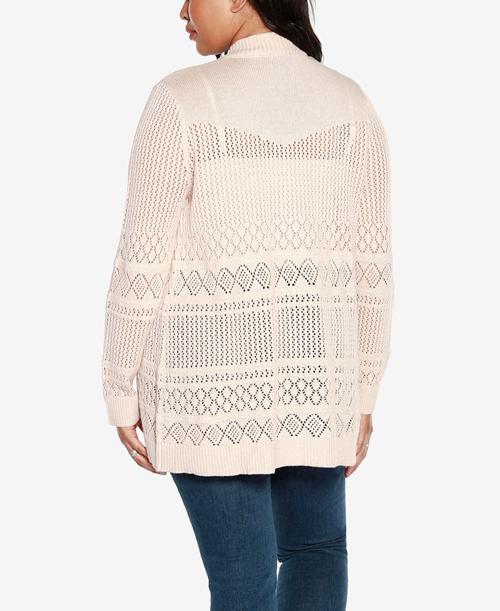 Belldini Plus Size Pointelle Open Cardigan Sweater - Macy's