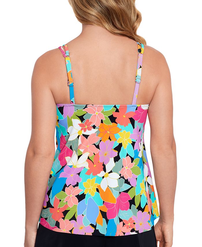 Swim Solutions Women's Pleated Front Tankini, Created For Macys - Macy's
