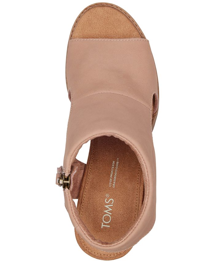 TOMS Women's Eliana Peep-Toe Cutout Block-Heel Sandals - Macy's