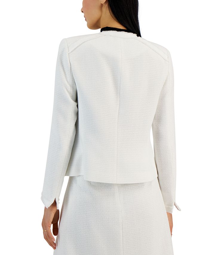 Tahari ASL Women's Textured Frayed-Edge Open-Front Jacket - Macy's