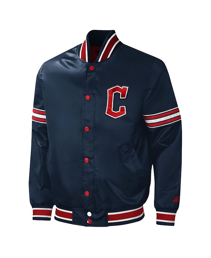 Starter Men's Navy Cleveland Guardians Midfield Satin Full-Snap Varsity Jacket - Macy's
