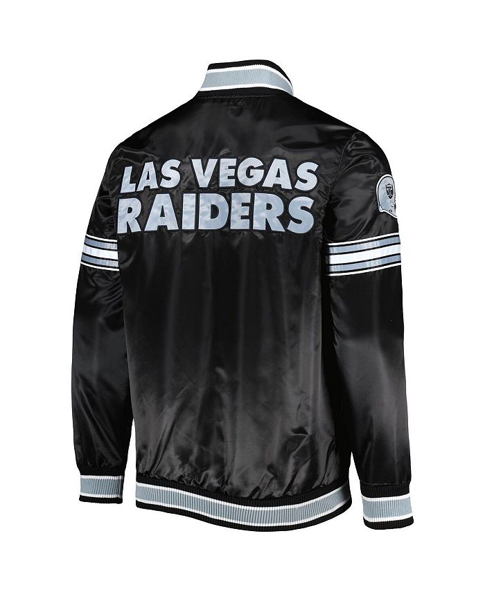 Starter Men's Black Las Vegas Raiders Midfield Satin Full-Snap Varsity ...