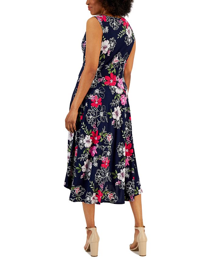 Robbie Bee Petite Floral-Print A-Line Midi Dress - Macy's