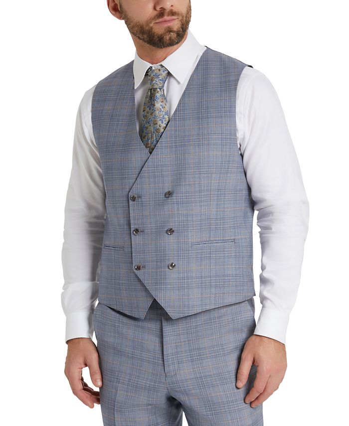 Tayion Collection Men's Classic-Fit Plaid Suit Vest - Macy's