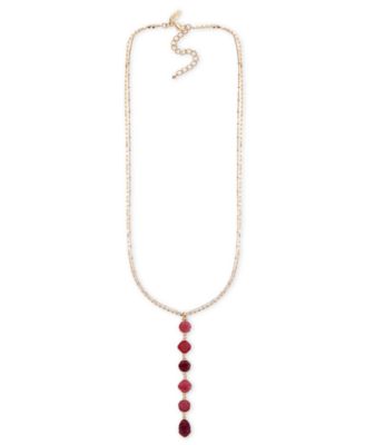 Style & Co Faceted Color Stone Double Chain Long Lariat Necklace, 27 ...