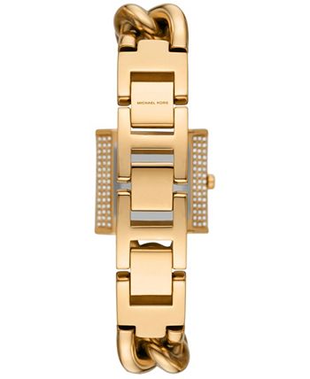 Michael Kors Women's Mk Chain Lock Quartz Three-Hand Gold-Tone ...