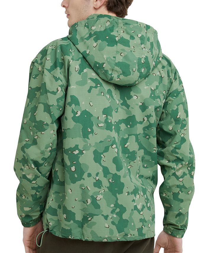 Champion Men's Standard-Fit Logo-Print Water-Resistant Ripstop Anorak ...