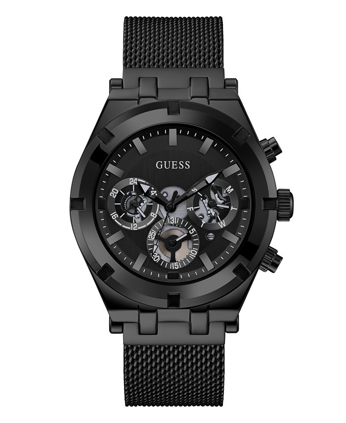 GUESS Men's Multifunction Black Mesh Watch 44mm - Macy's
