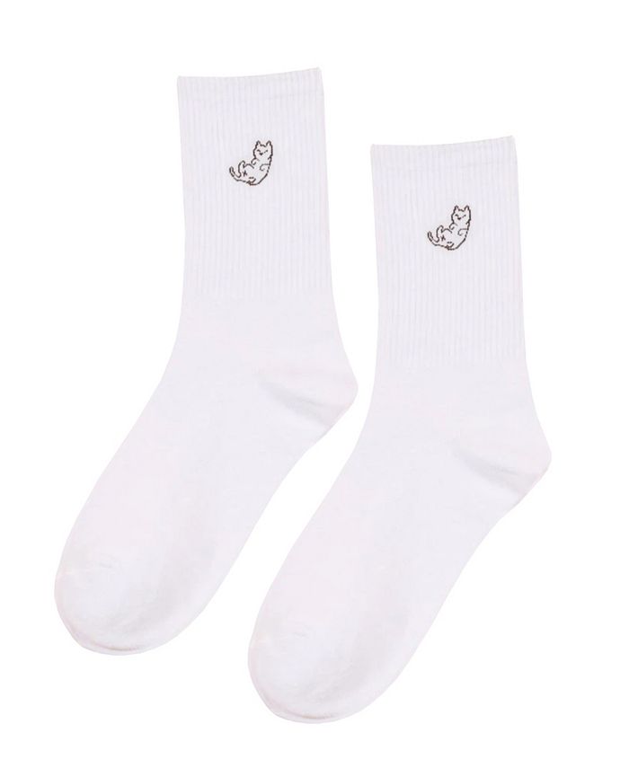 Stems Women's Sleepy Cat Ribbed Crew Sock - Macy's