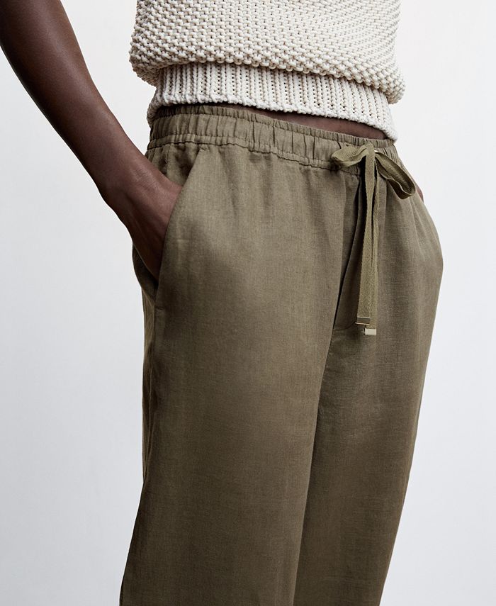 MANGO Women's Linen Pants - Macy's