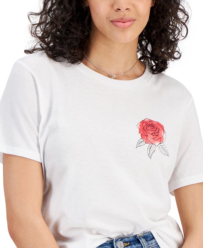 Rebellious One Juniors' Rose Short-Sleeve Crewneck Tee - Macy's