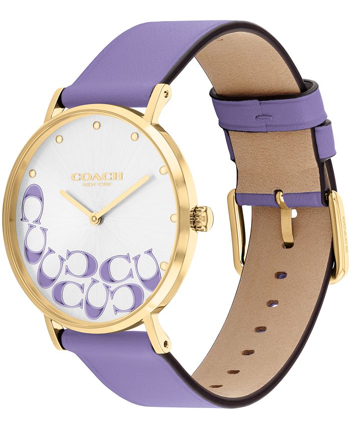 COACH Women's Perry C's Purple Leather Strap Watch, 36mm & Reviews ...