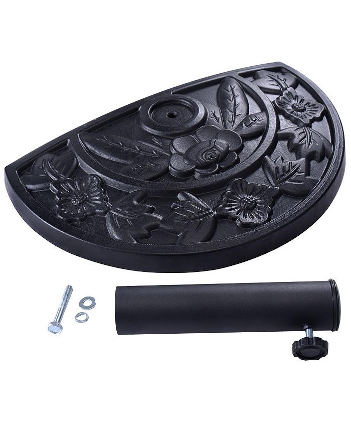 Costway 20'' Outdoor Patio Half Round Umbrella Base Stand Resin Deck ...
