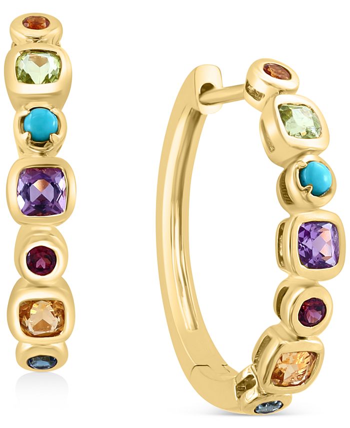 EFFY Collection EFFY® Multi-Gemstone Small Hoop Earrings (1-1/6 ct. t.w ...