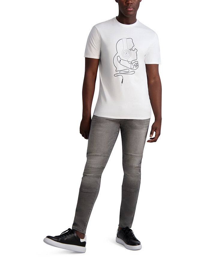 Karl Lagerfeld Paris Mens Slim Fit Karl Dj Profile Graphic T Shirt