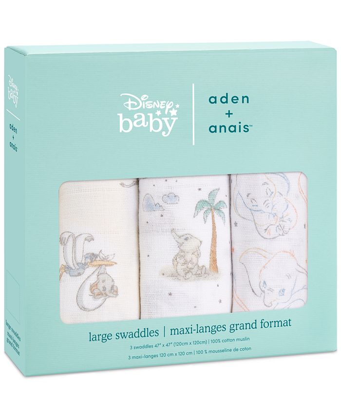 aden by aden + anais Baby Boys or Baby Girls Dumbo Swaddles, Pack of 3 ...