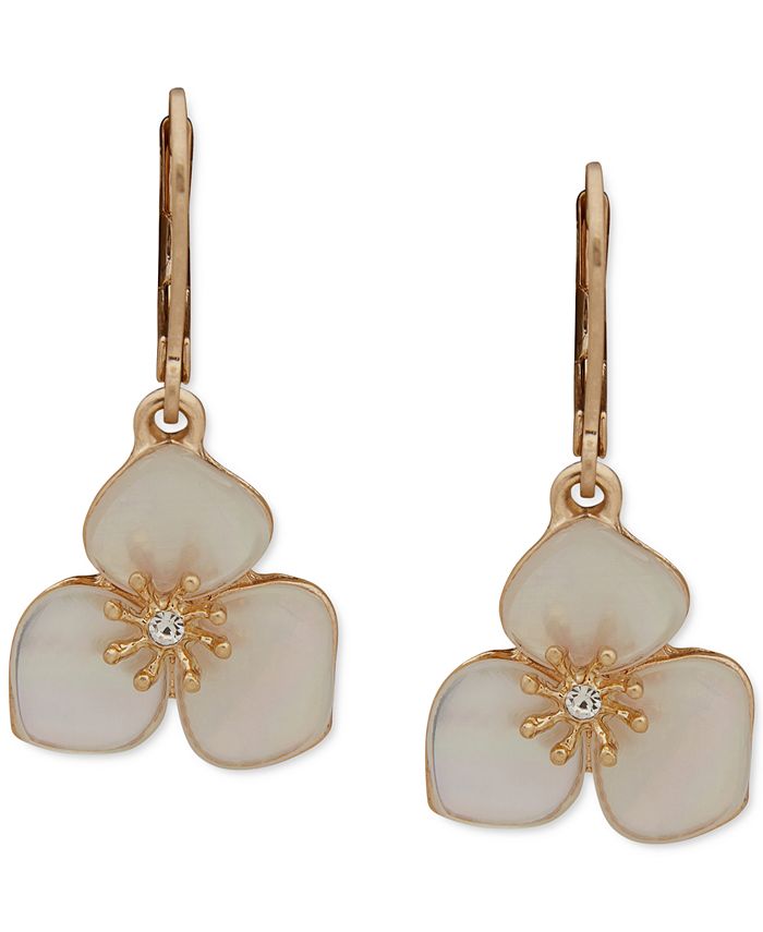 lonna & lilly Gold-Tone Crystal Iridescent Flower Drop Earrings - Macy's