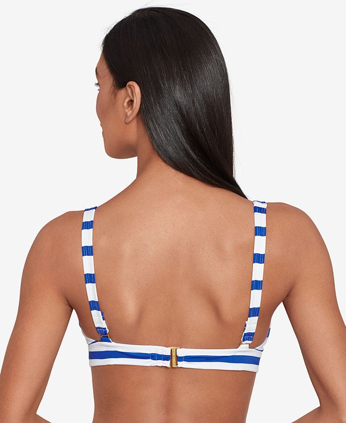 Lauren Ralph Lauren Womens Tie Front Striped Keyhole Bikini Top Macys