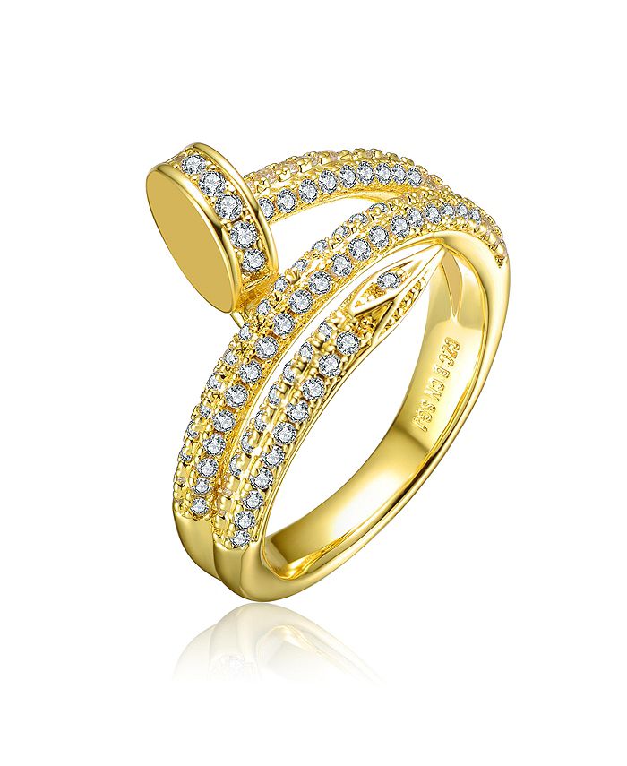 Rachel Glauber RA 14K Gold Plated With Cubic Zirconia Bypass Modern ...